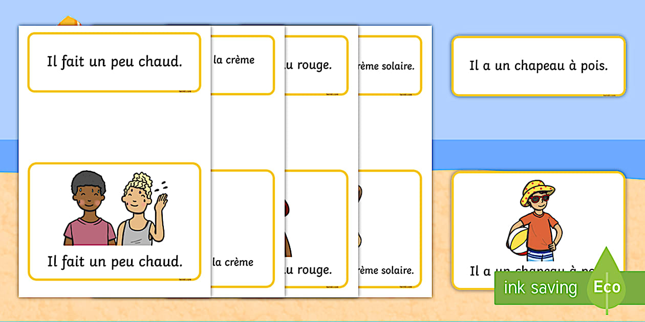 Cartes : Phrases simples de l'été (teacher made) - Twinkl