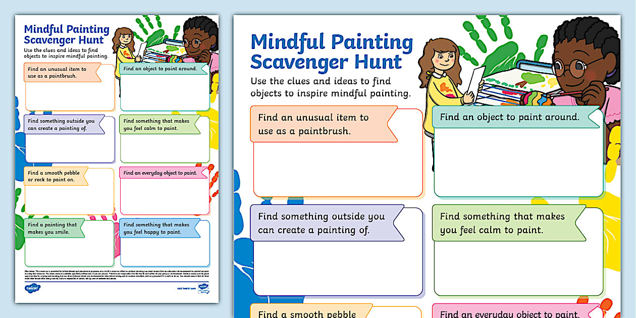 Mindful Painting Scavenger Hunt Worksheet (teacher made)