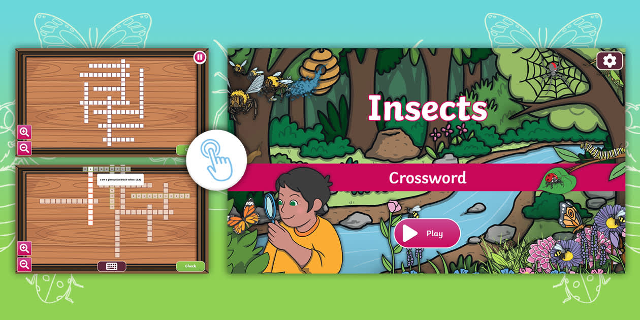 Insects Interactive Crossword Puzzle (teacher made) - Twinkl