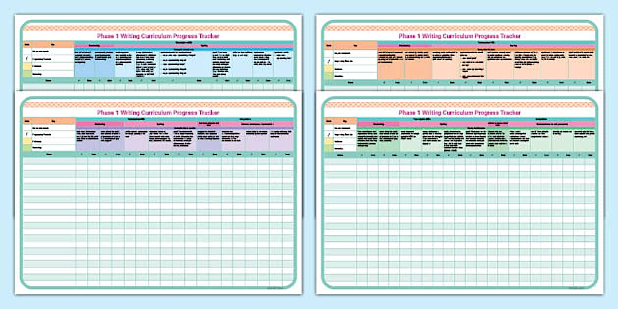 Phase 1 Writing Curriculum Progress Tracker (teacher made)