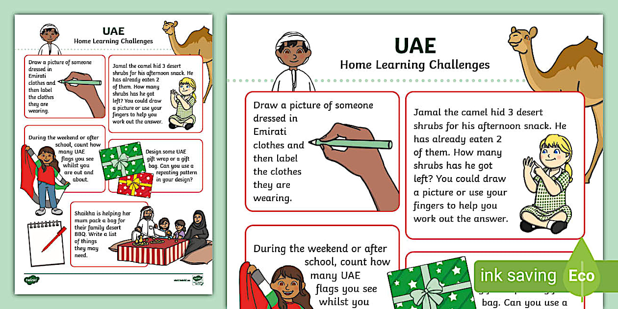 UAE Early Years and Kindergarten Home Challenges - Twinkl