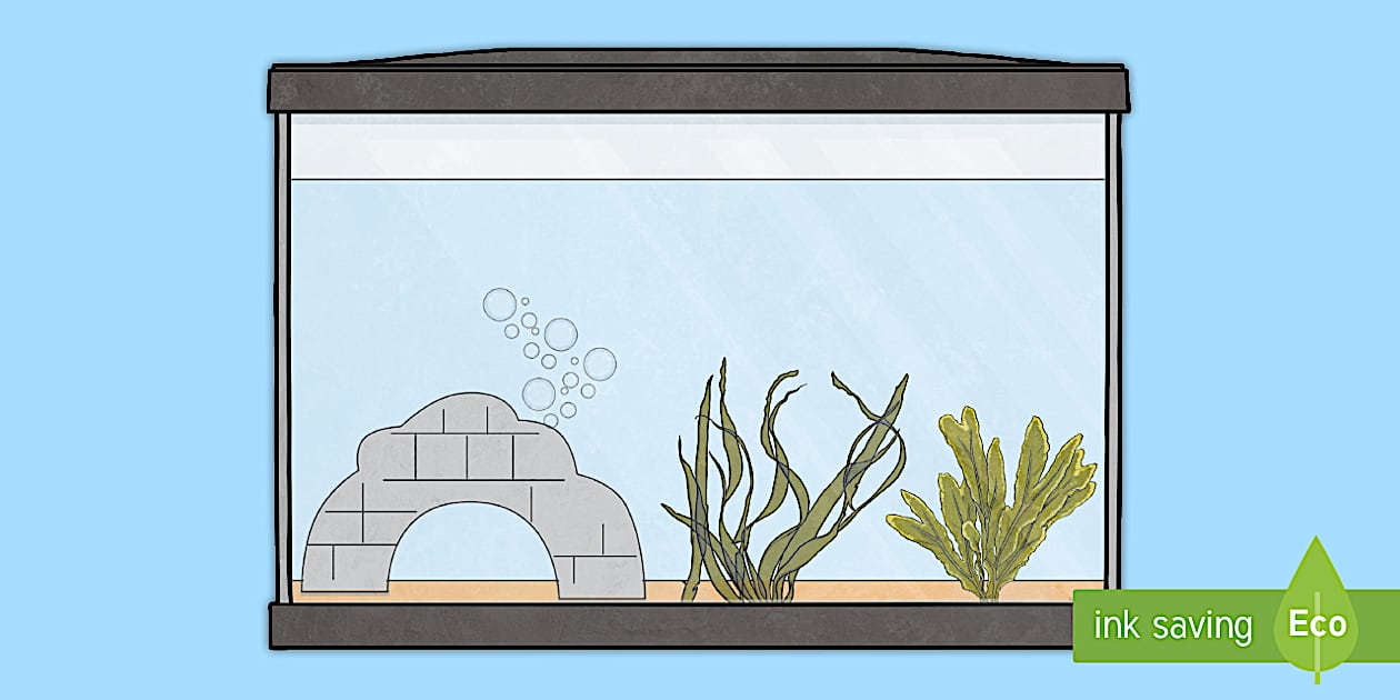 Black and White Fish Tank Cut-Out (teacher made) - Twinkl