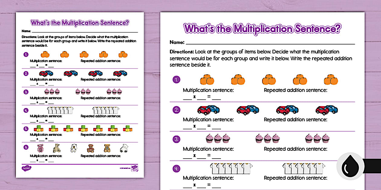Write the Multiplication Sentence Activity Sheet - Twinkl