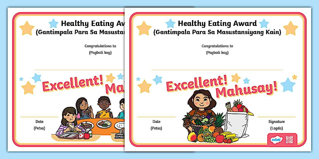 Nutrition Month Certificate of Appreciation | Pre-K - Grade 1 | Twinkl