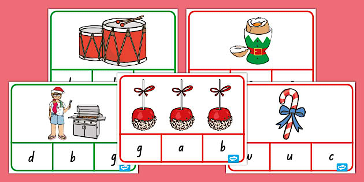 Twinkl Phonics Christmas Sounds Peg Matching Game - Twinkl