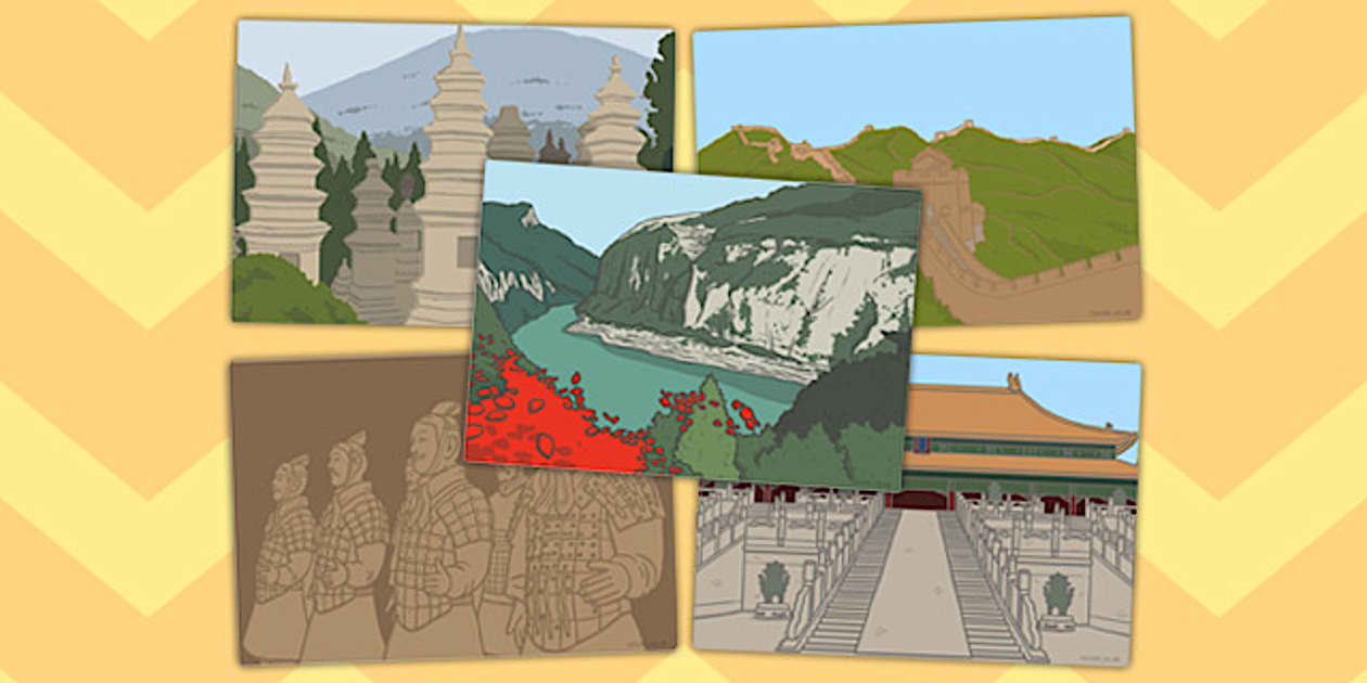 Chinese Landmark Craft Cards (teacher made) - Twinkl
