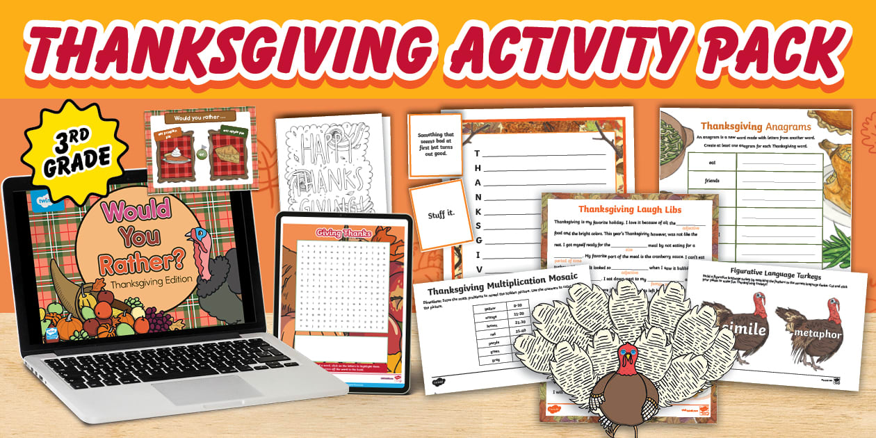 Third Grade Thanksgiving Activity Pack