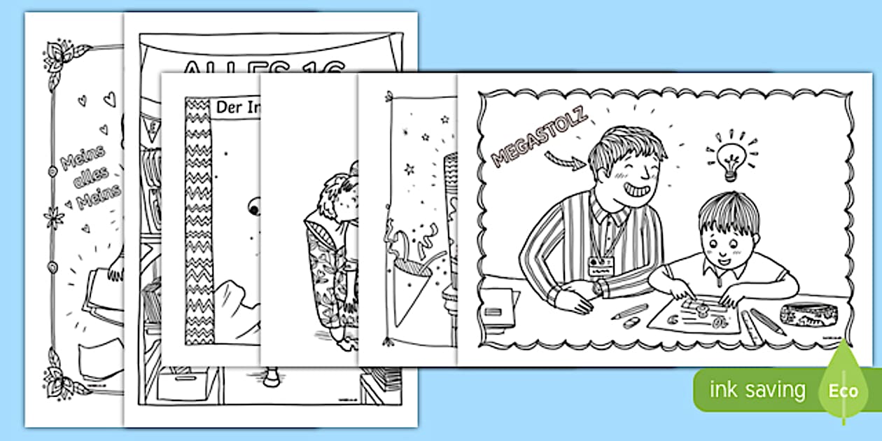 Funny Mindfulness Colouring Set German - Twinkl