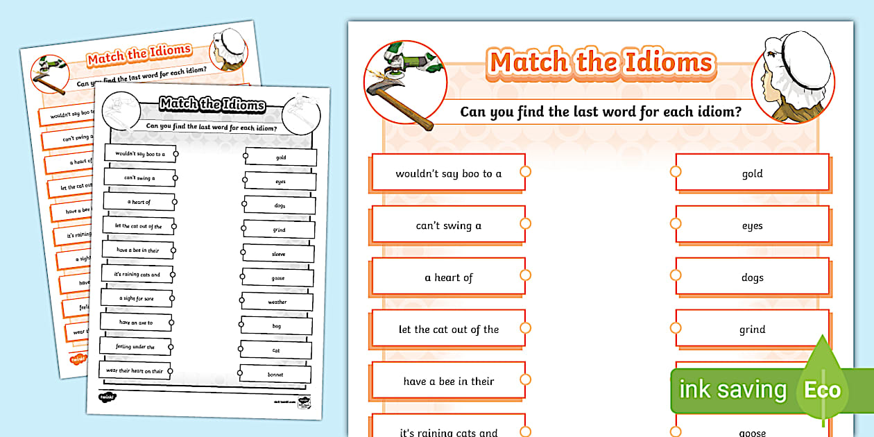 Match the Idioms Worksheet (teacher made) - Twinkl