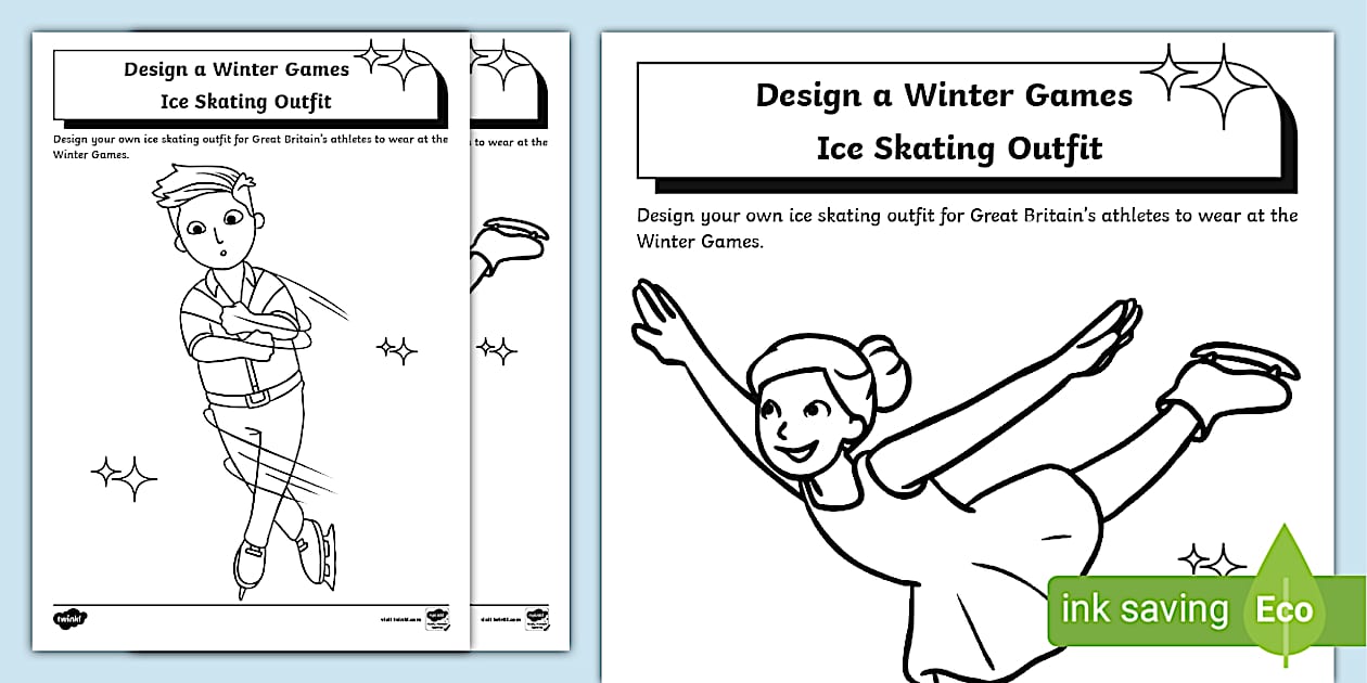 KS1 EYFS Design a Winter Games Ice Skating Outfit Worksheet