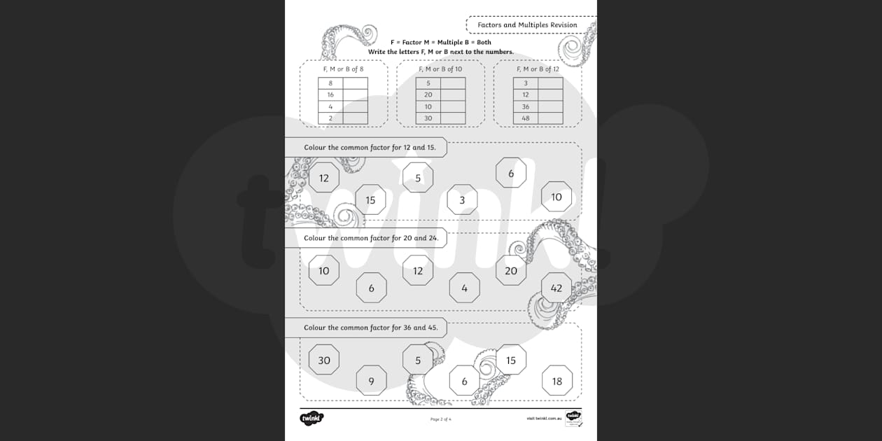 common multiples worksheet year 5