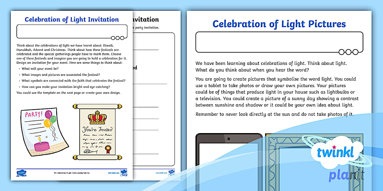 RE: Light and Dark Year 2 Home Learning Tasks (teacher made)