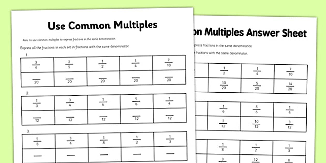 Use Common Multiples Worksheet / Worksheet (teacher made)