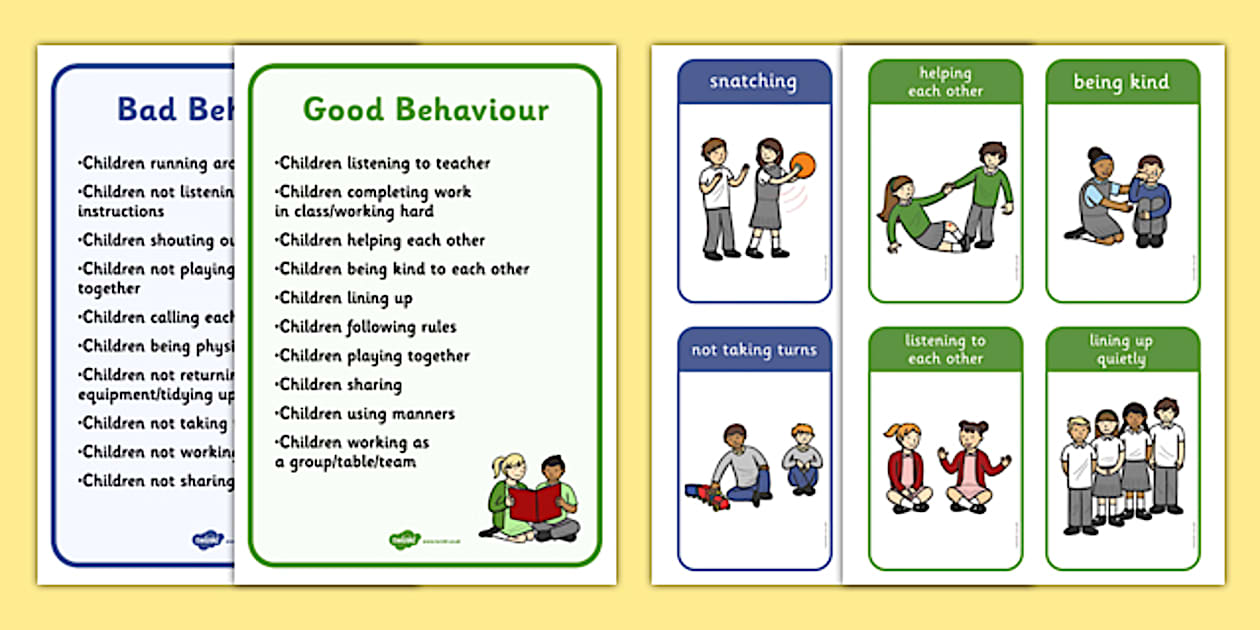 Editable Good Bad Behaviour Flashcards With Words - Twinkl