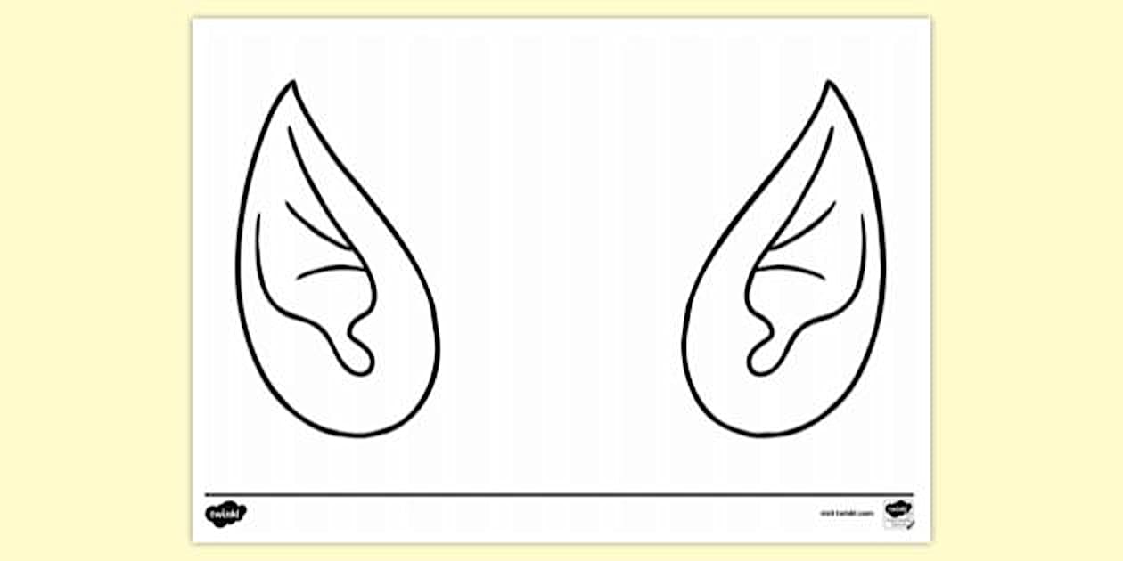 Elf Ears Colouring Sheet (teacher made) - Twinkl