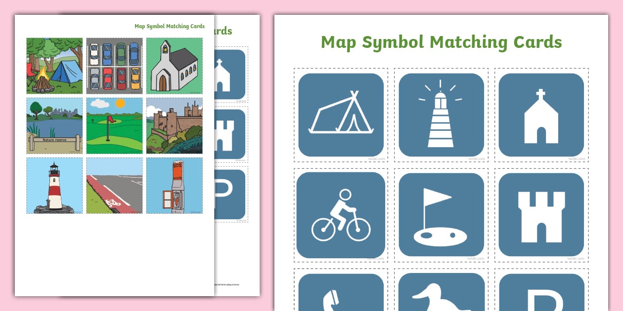 Map Symbol Matching Cards (teacher made) - Twinkl