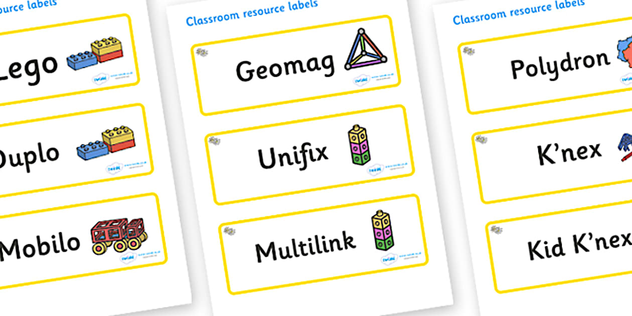 Daisy Themed Editable Construction Area Resource Labels