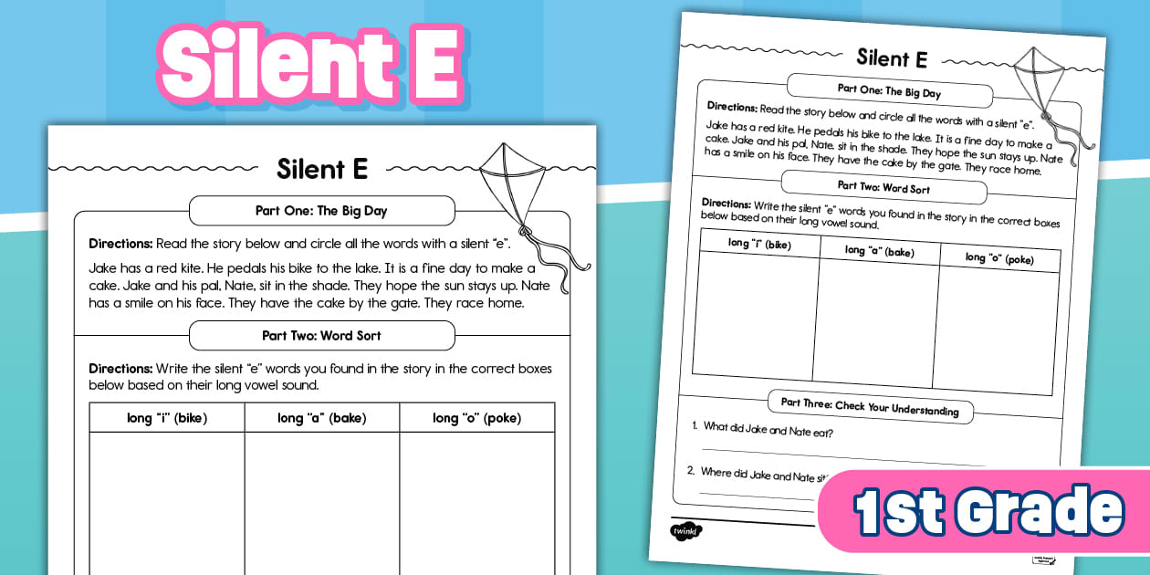 First Grade Silent E Reading Passage Worksheet
