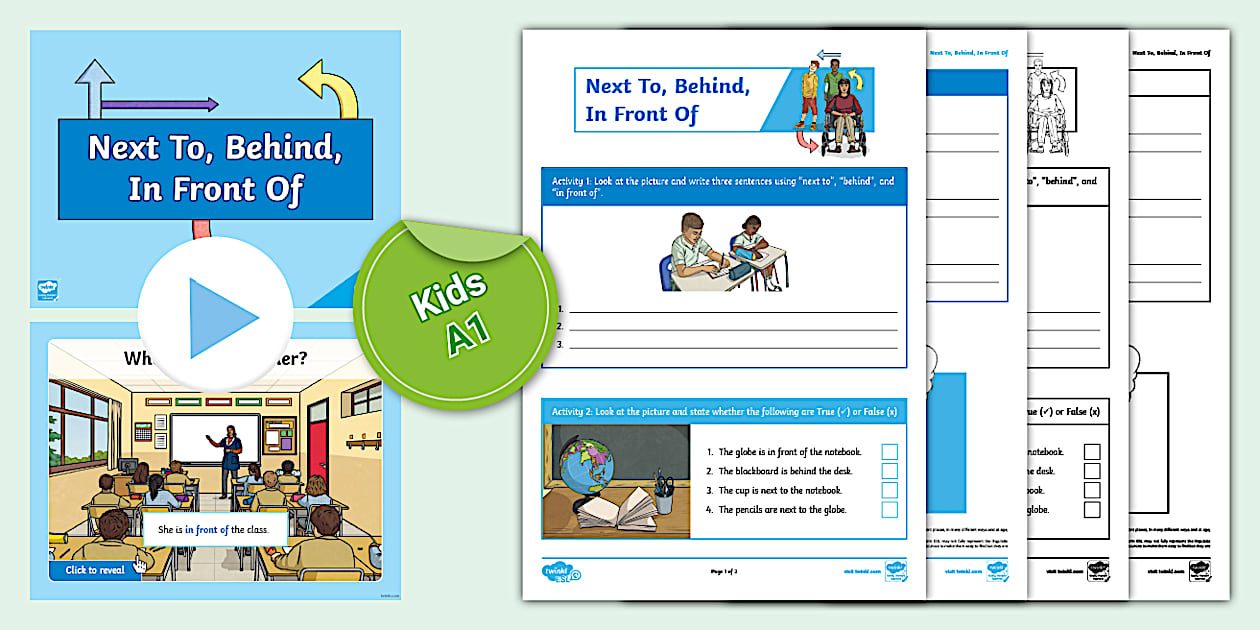 ESL 'Next To, Behind, In Front Of' [Kids, A1] (Teacher-Made)