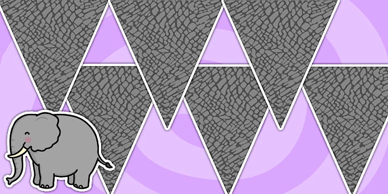 Elephant Pattern Bunting (teacher made) - Twinkl