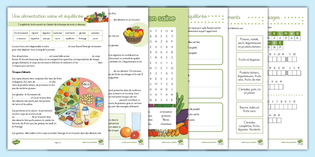Activités sur l'alimentation saine et équilibrée
