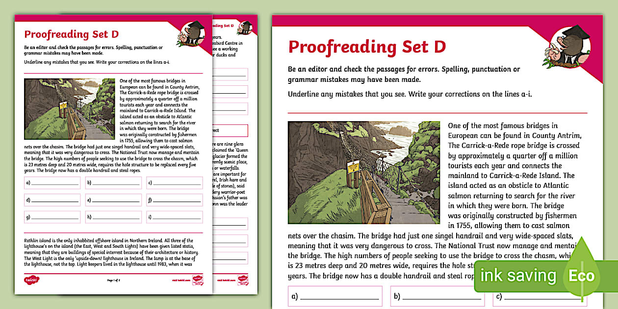 Proofreading Set D Activity Sheets (teacher made) - Twinkl