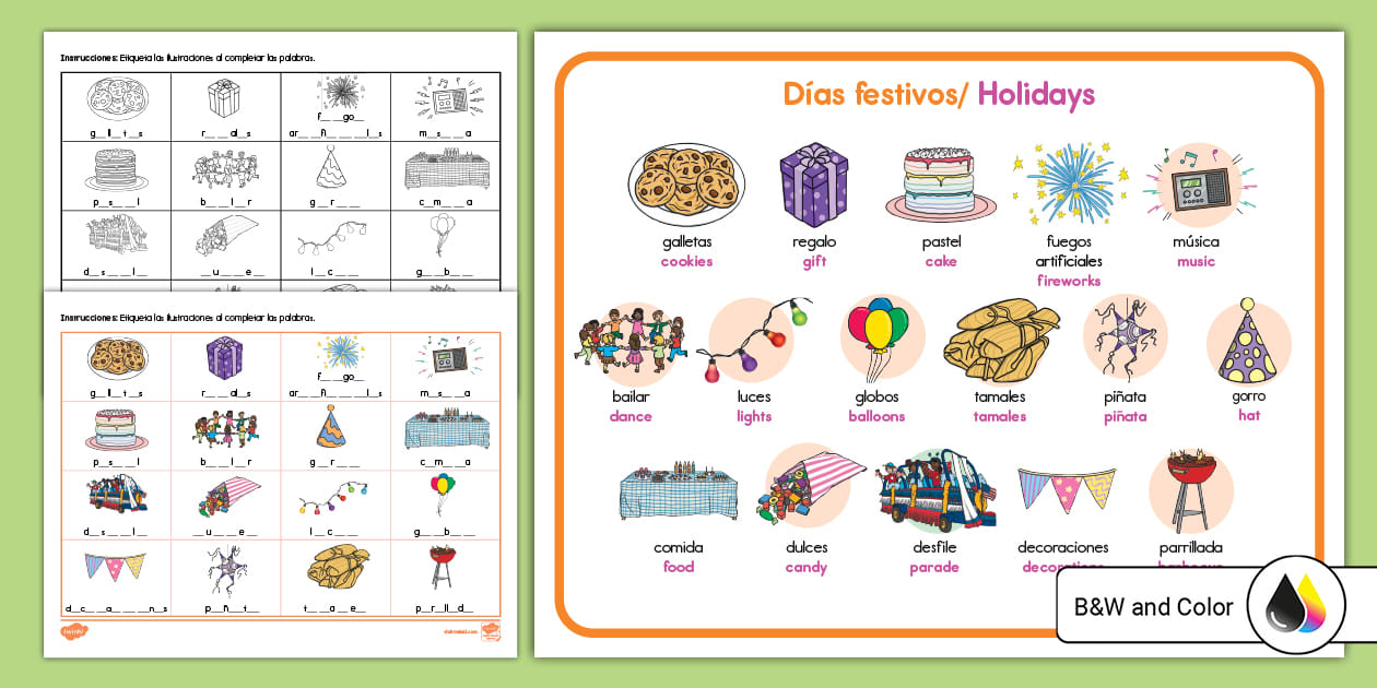 Holidays in Spanish Vocabulary | Resource | Twinkl USA