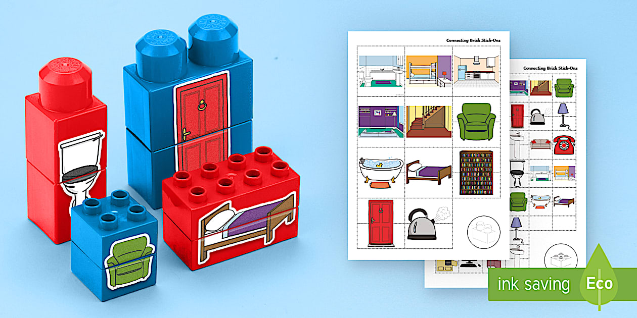 In My House Matching Connecting Bricks Game - Twinkl