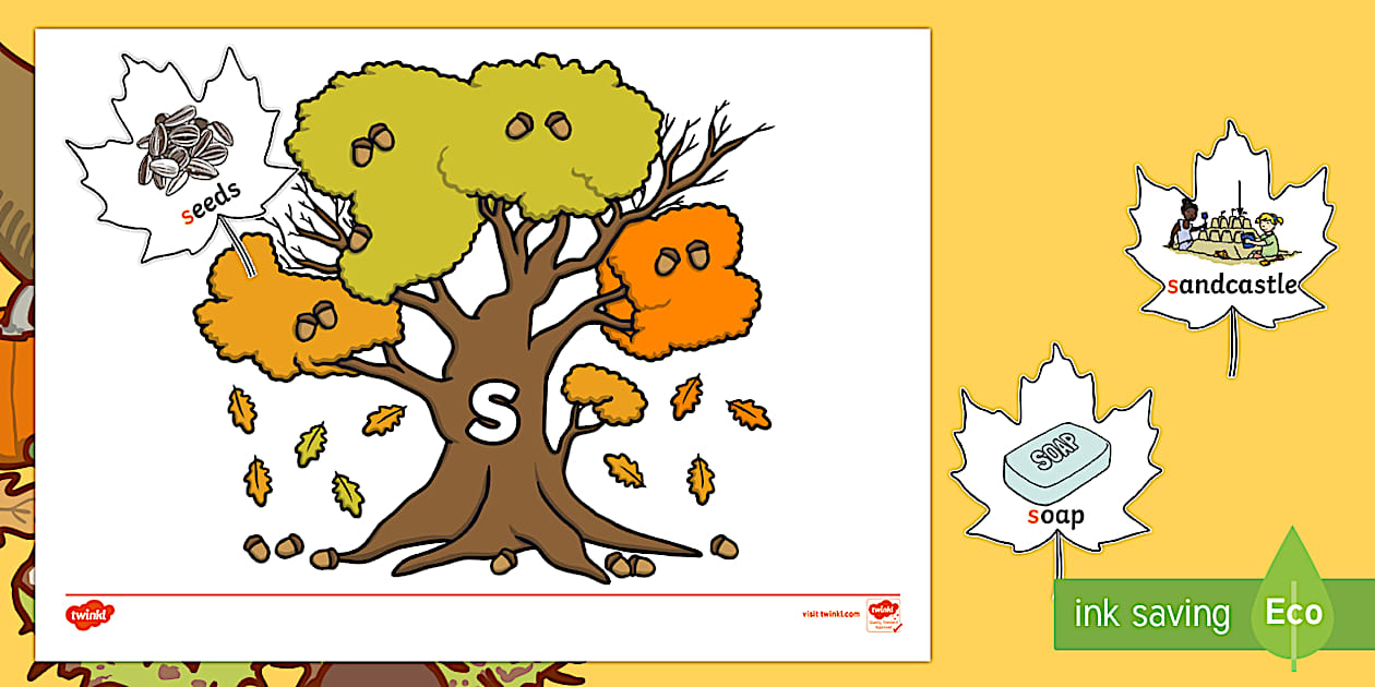 Autumn Leaves and Trees Phase 2 Phonics Game (teacher made)