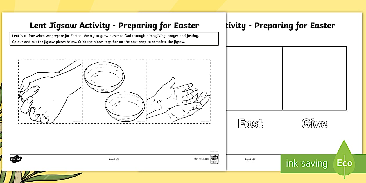 Preparing for Easter Lent Jigsaw Worksheet / Worksheet