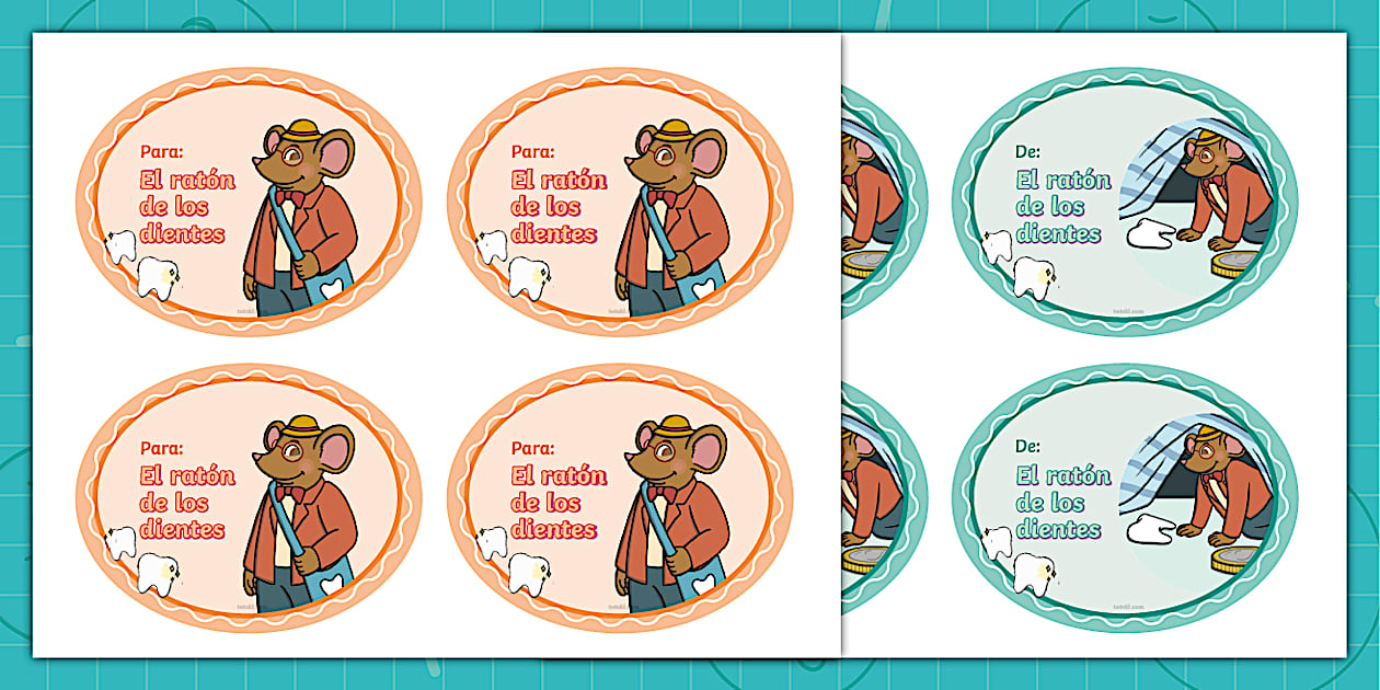 Ratón de los dientes - etiquetas (teacher made) - Twinkl