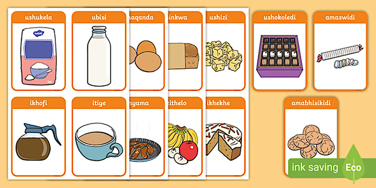 Zulu Food Pictures | Food Words In Zulu Flashcards - Twinkl