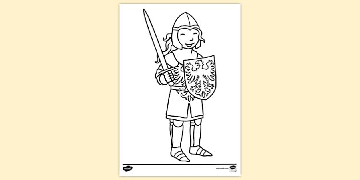 Female Knight Colouring Sheet | Colouring Sheets - Twinkl