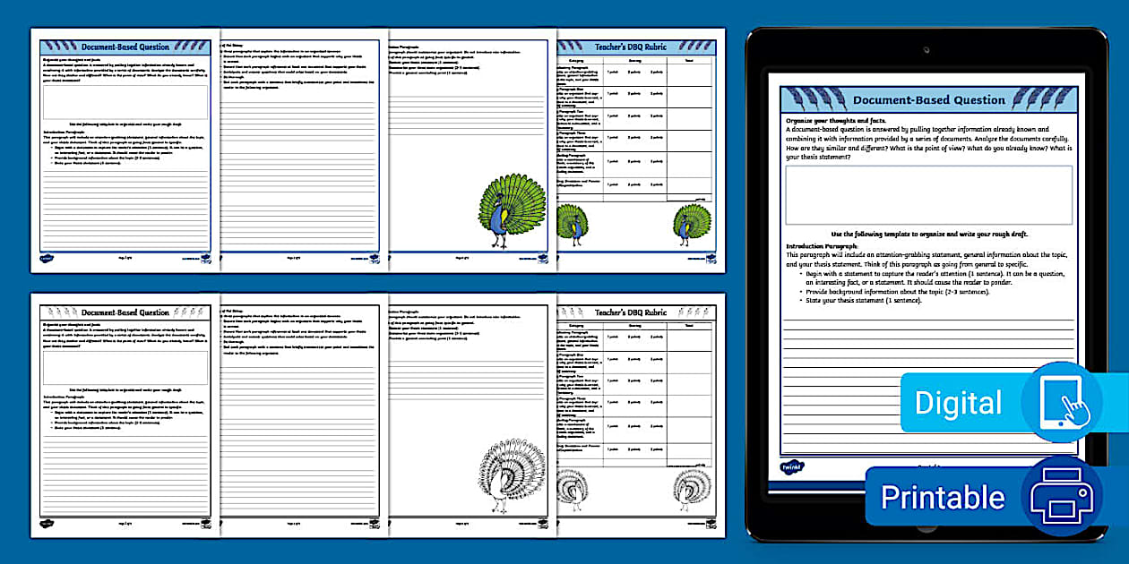 Sixth Grade DBQ Editable Template and Rubric - Twinkl