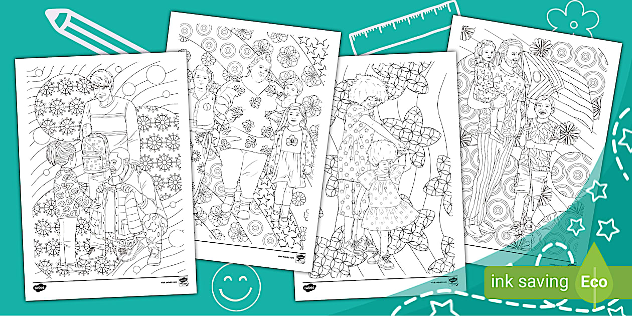 Different Families Colouring Pages (Ages 7 - 11) - Twinkl