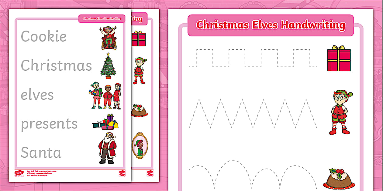 Christmas Elves Handwriting Worksheets (teacher made)