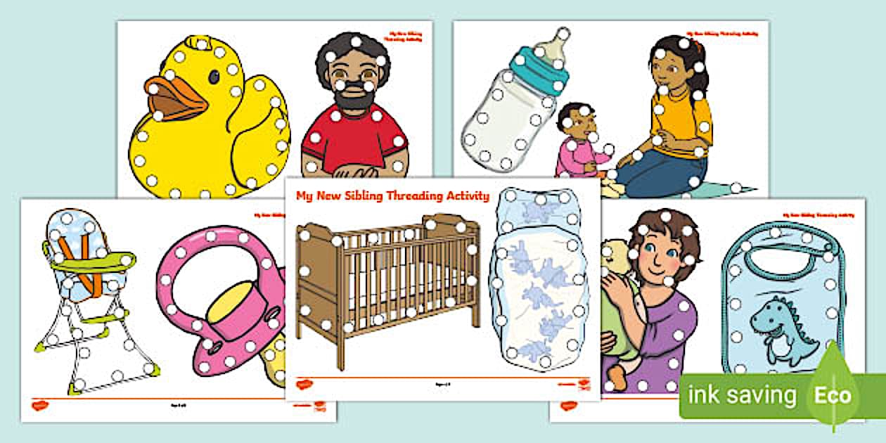 My New Sibling Threading Activity (teacher made) - Twinkl