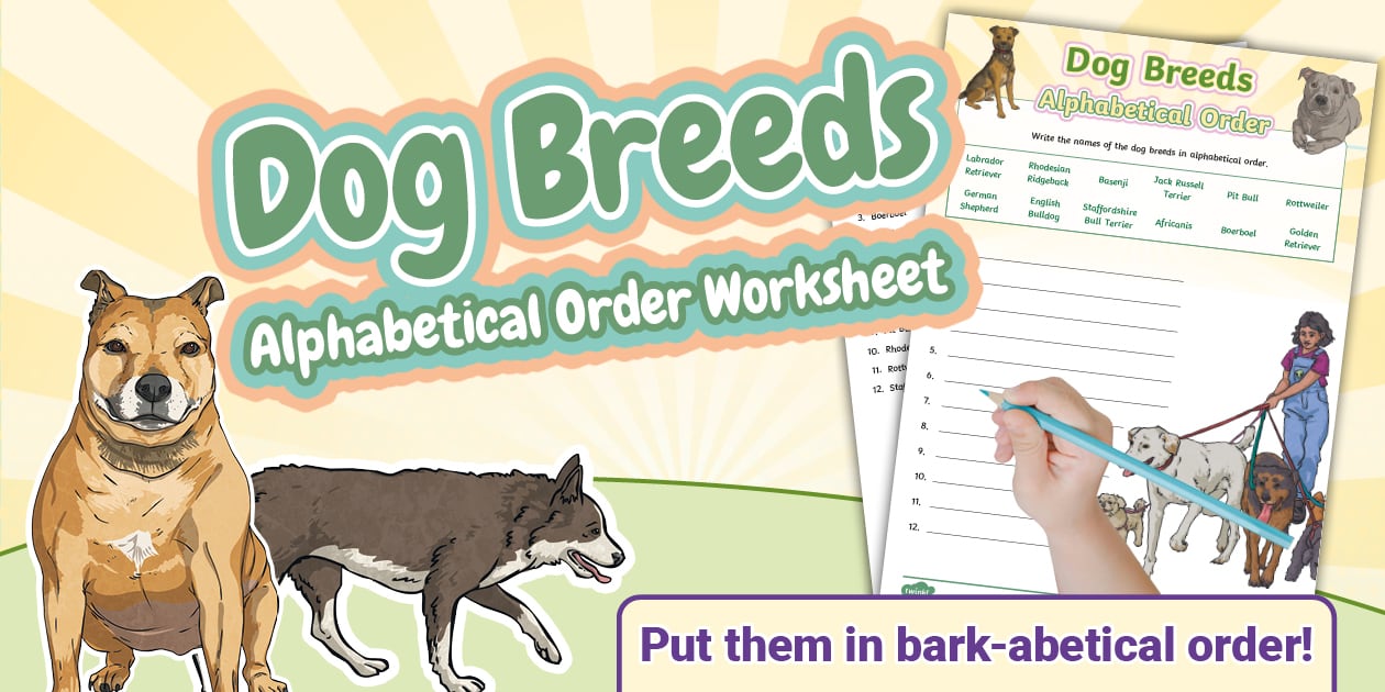 Dog Breeds - Alphabetical Order Worksheet (CAPS Aligned)