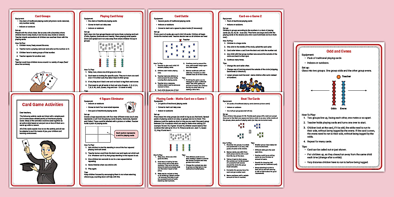 Levels 1 and 2 PE Playing Card Activities (teacher made)