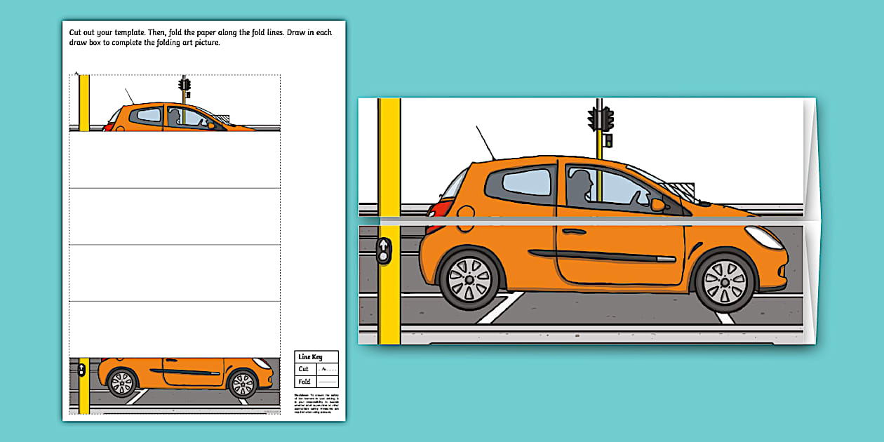 Car Folding Art Template (teacher made) - Twinkl