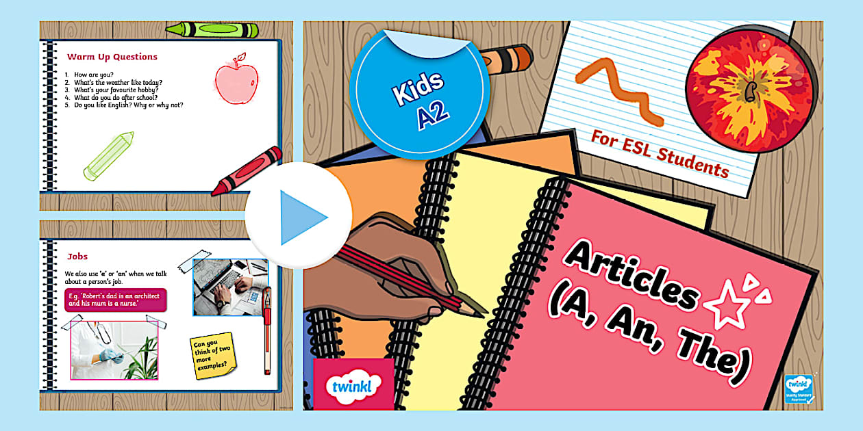 ESL Articles (A, An, The) PowerPoint Lesson [Kids, A2]