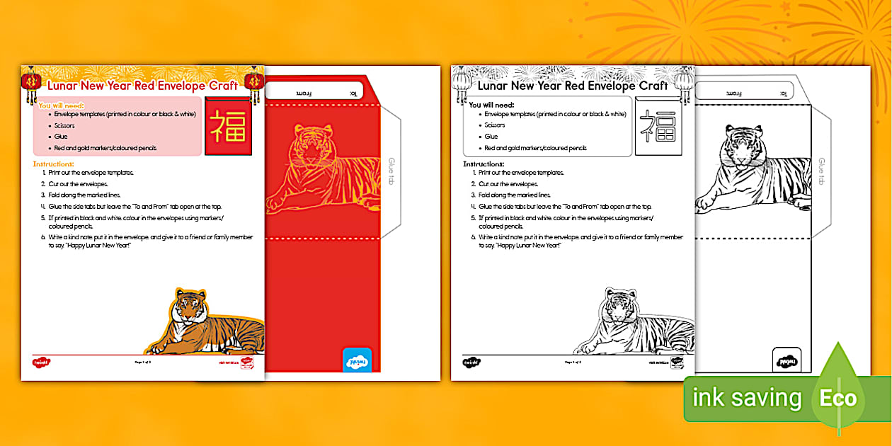 Lunar New Year Red Envelope Craft - Grades K-3 - Twinkl