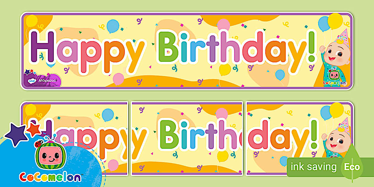 FREE! - CoComelon Happy Birthday Banner Printable | Twinkl