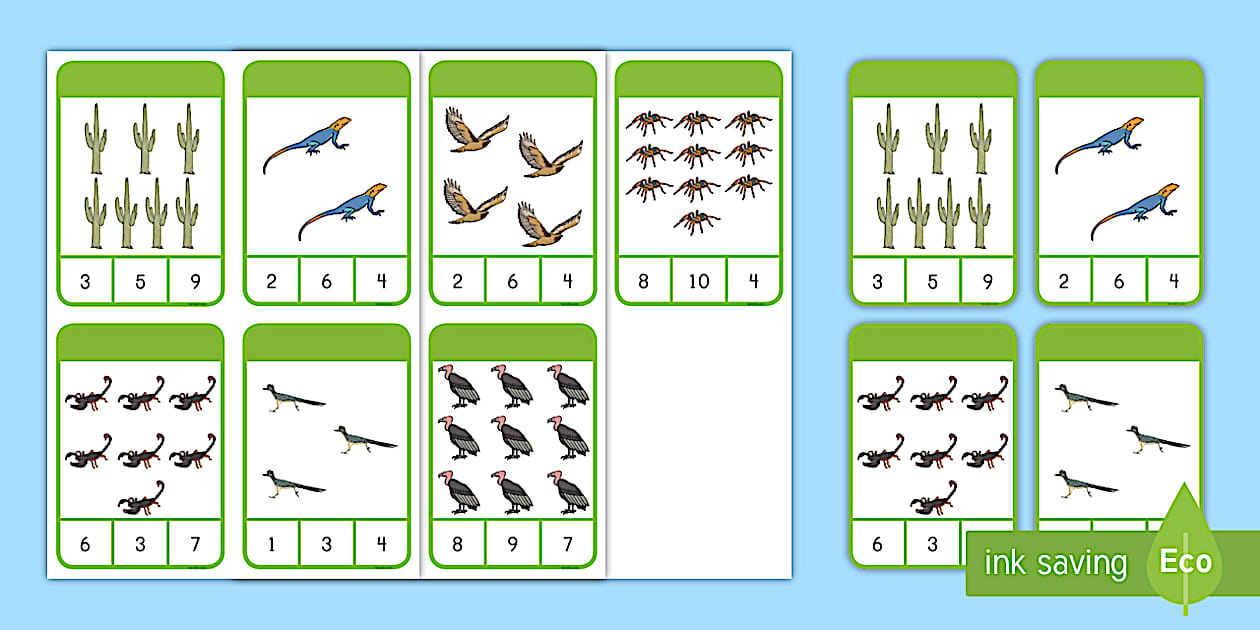 Desert Counting Clip Cards (Teacher-Made) - Twinkl