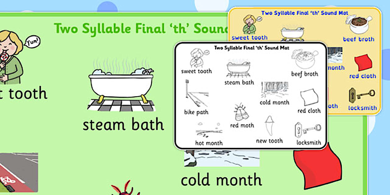 Dyslexic Two Syllable Final Voiceless 'th' Word Mat 2
