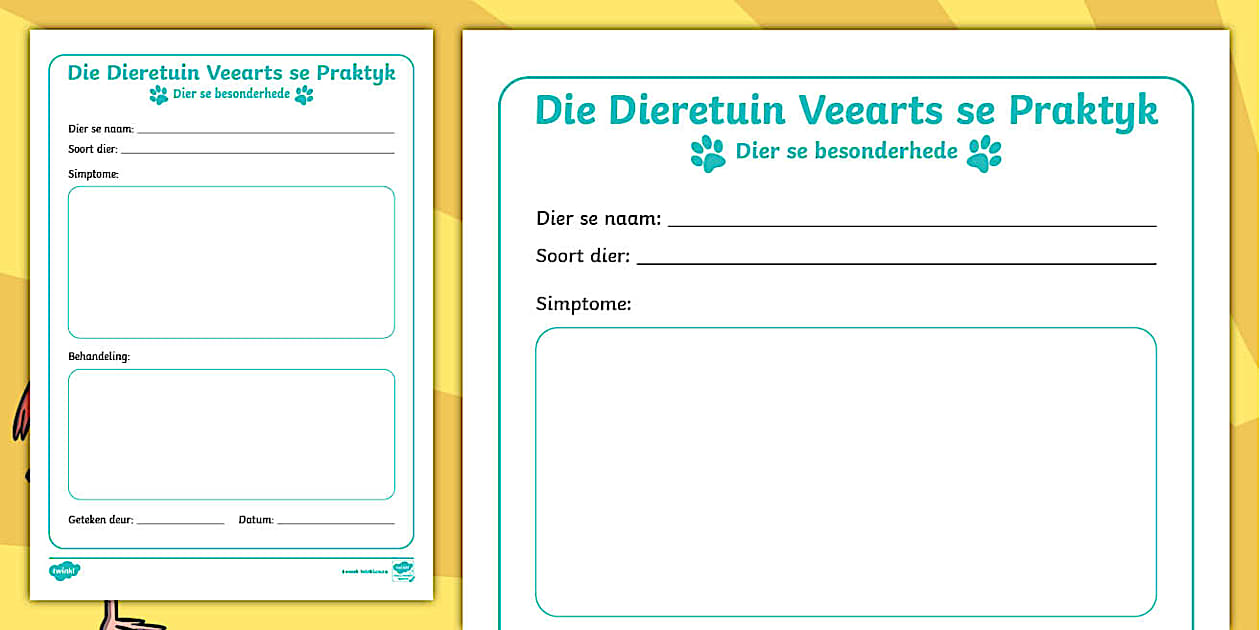 Die Dieretuin Veearts: Pasiënt Besonderhede Aktiwiteit