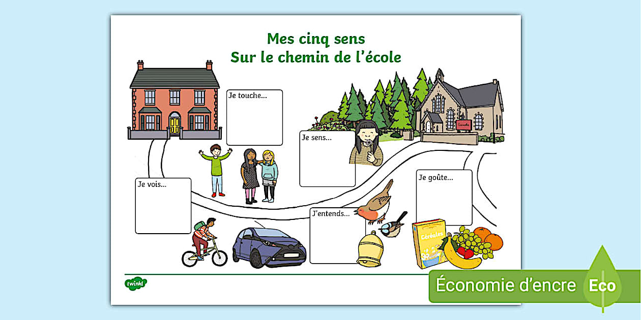 Mes cinq sens sur le chemin de l'école - Twinkl