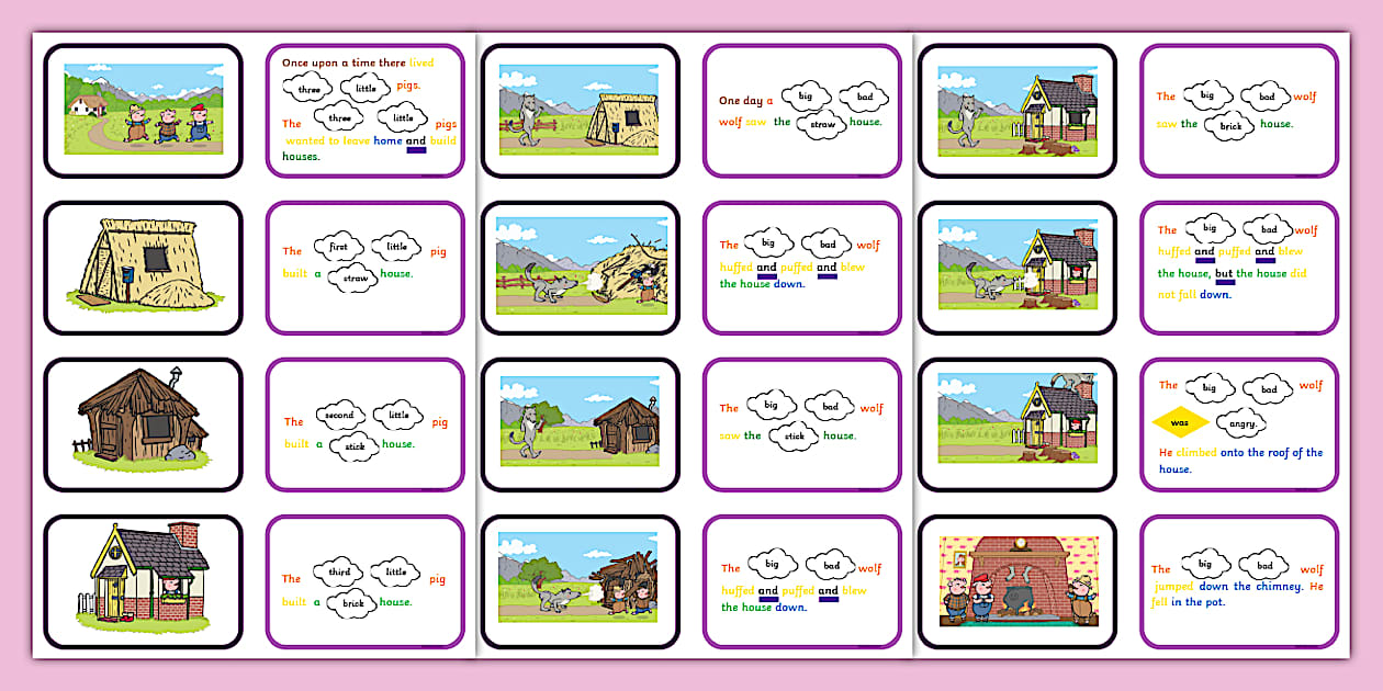 Three Little Pigs Colourful Semantics Cards. - Twinkl