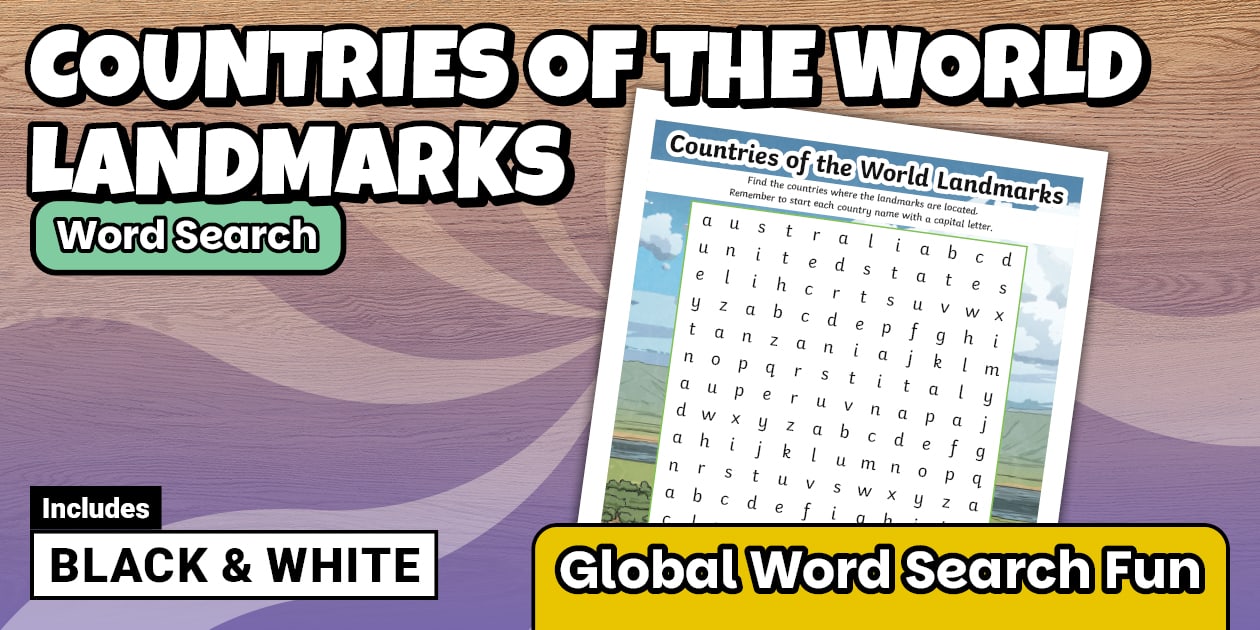 Countries of the World Landmarks Word Search