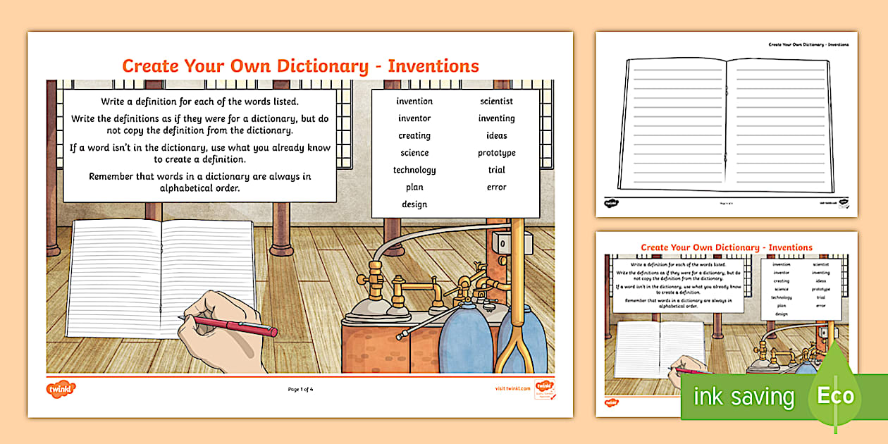Black and White Inventions Key Vocabulary Create Your Own Dictionary